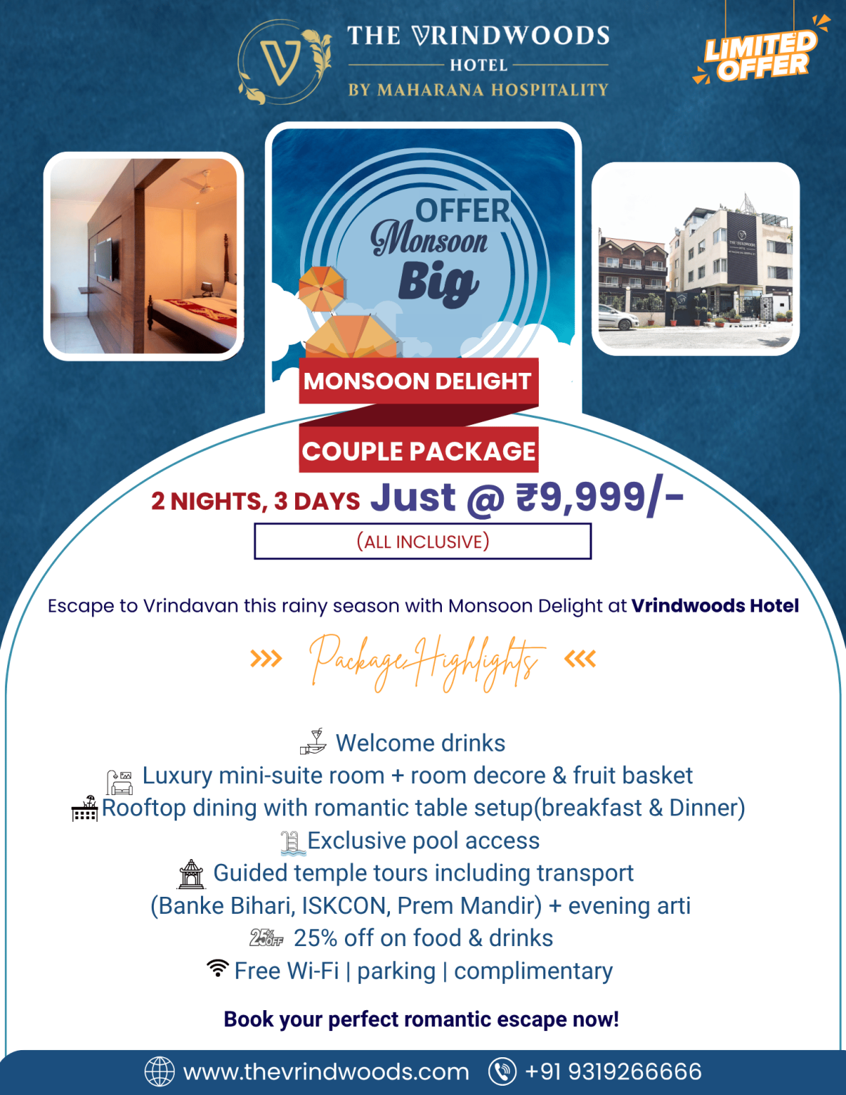 Monsoon Packages - The VrindWoods Hotel, Vrindavan